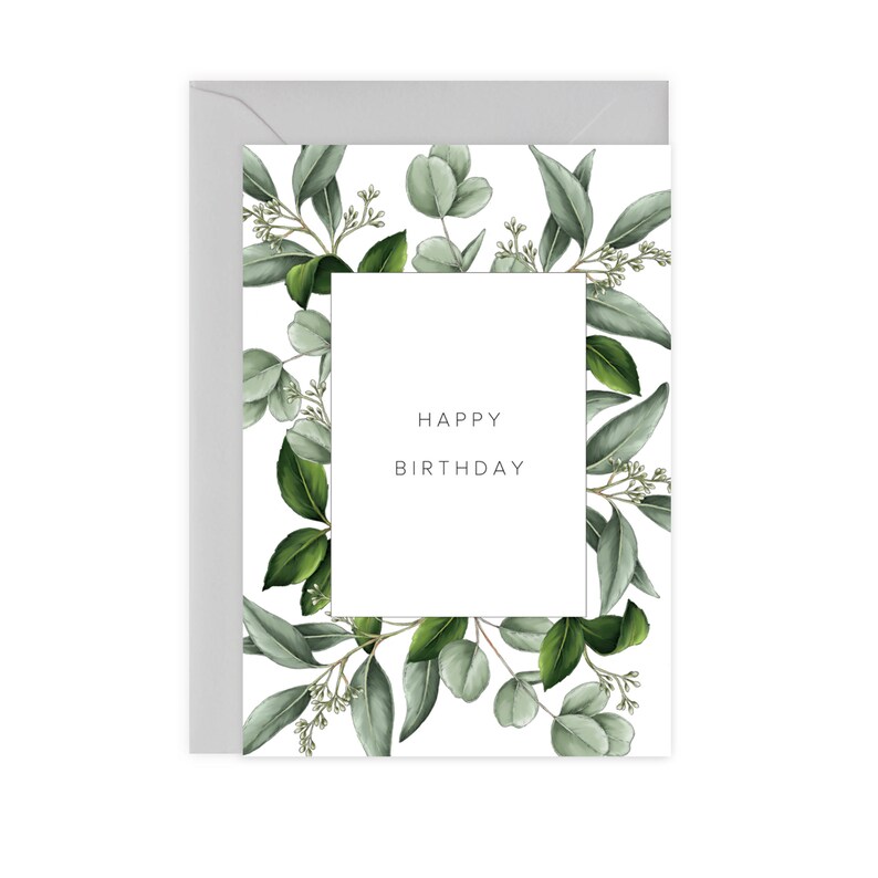 Happy Birthday Greeting Card 'greenery' Collection - Etsy