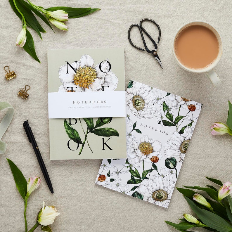 A5 Notebooks Set of 2 Notebooks Botanical 'spring - Etsy
