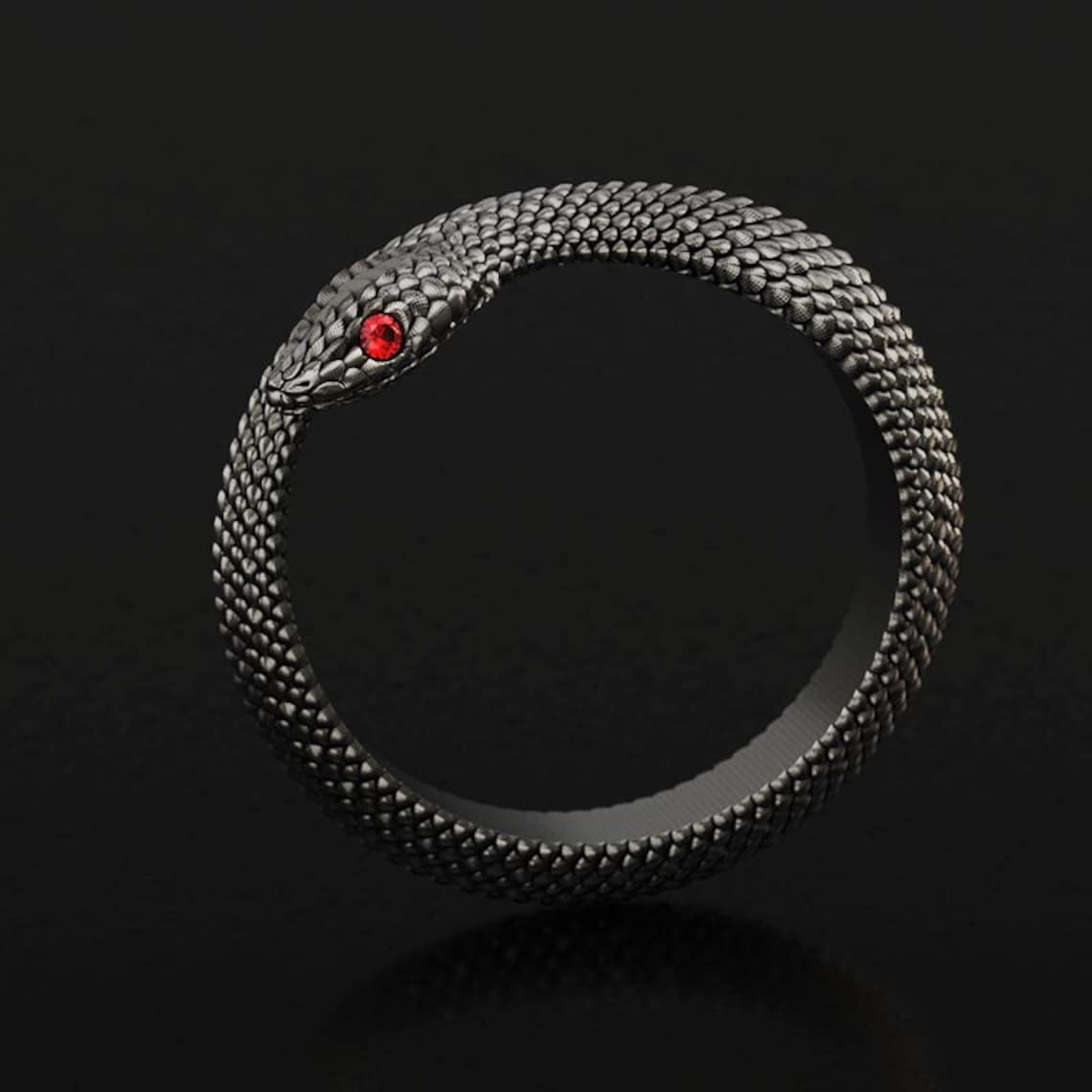 Red-eye Snake Ring Sterling Silver 925 Made in Italy | Etsy