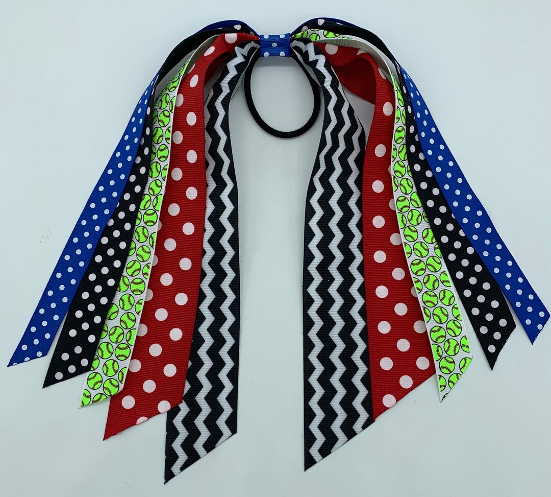 Softball Hair Streamer, Ponytail Holder, Hair Streamer, Softball Hair ...