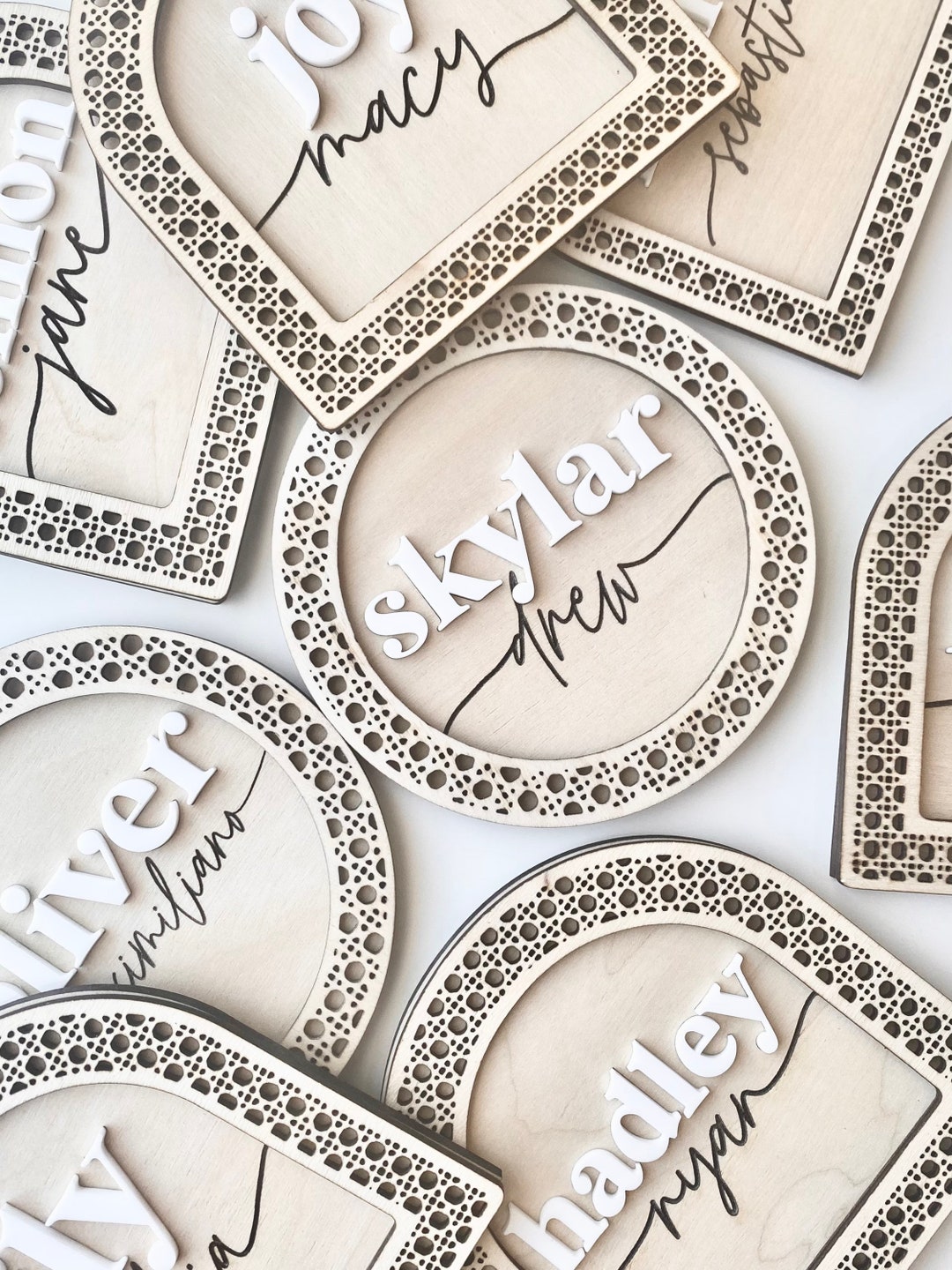 Boho Baby Name Sign | Faux Rattan Birch Plywood, Nursery Decor - Etsy