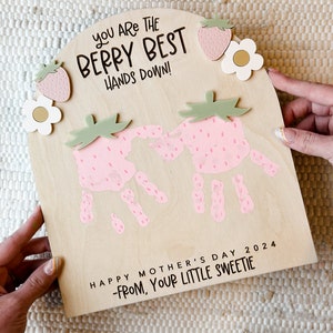 DIY Handprint Sign | Mother's Day Craft | Strawberry | Mother's Day ...