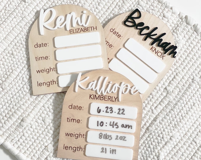 Birth Stat Sign Erasable Birth Stat Sign Name Sign Fresh - Etsy