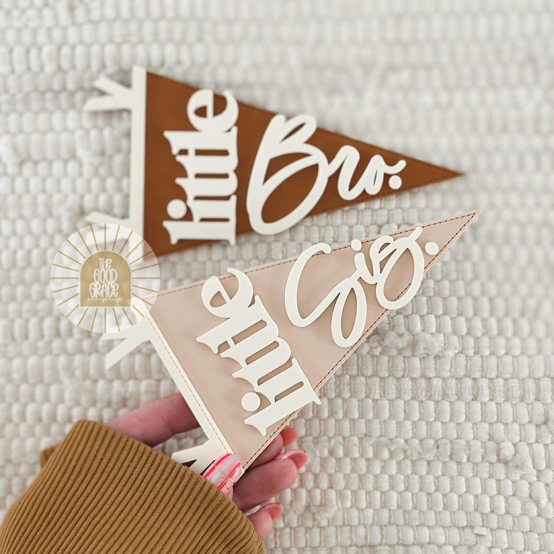 Little Bro Little Sis Pennant Sign | Mini Baby Name Sign | Name ...