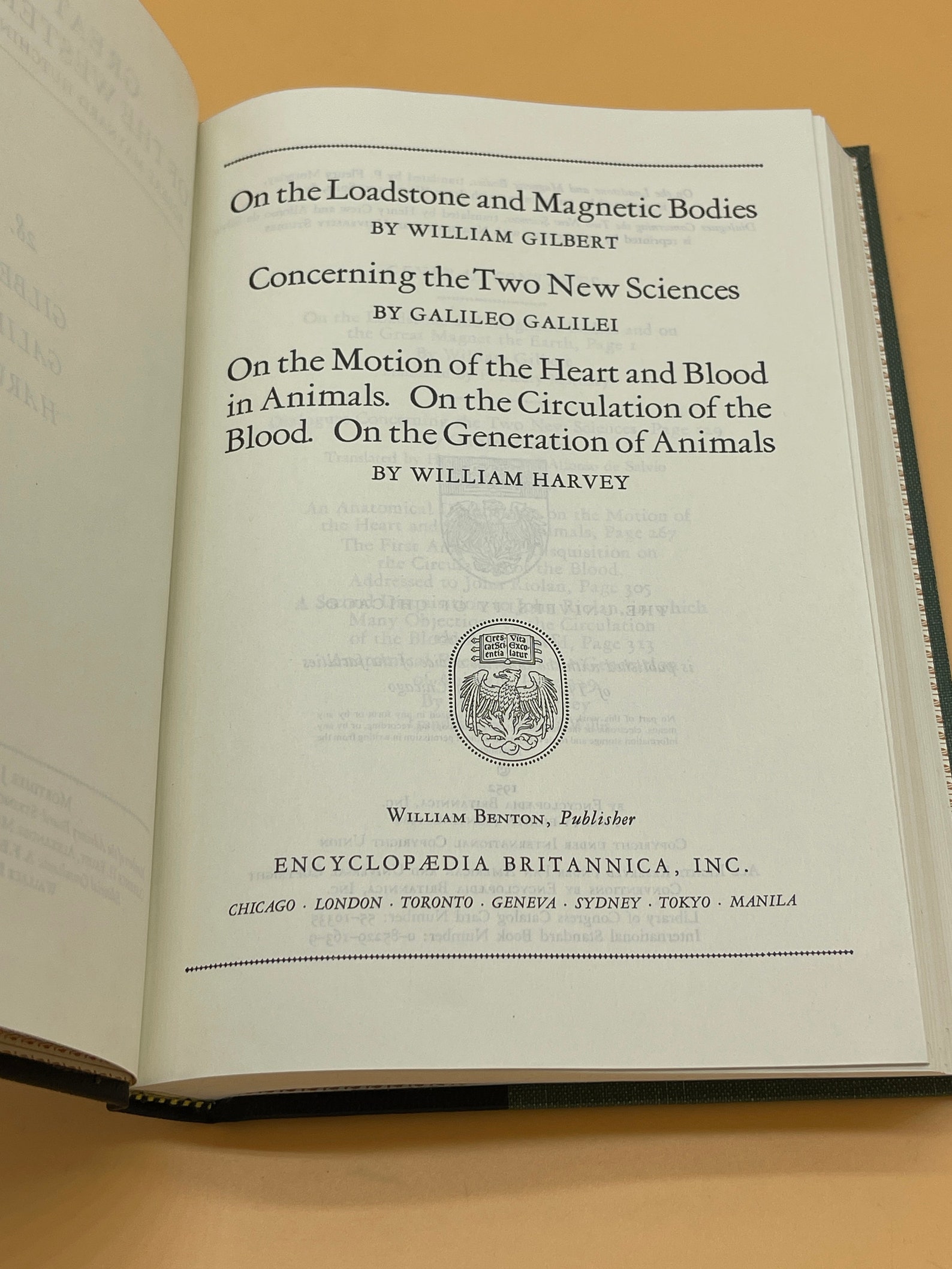Science Math Books Gilbert, Galileo, Harvey From Britannica Greatest ...