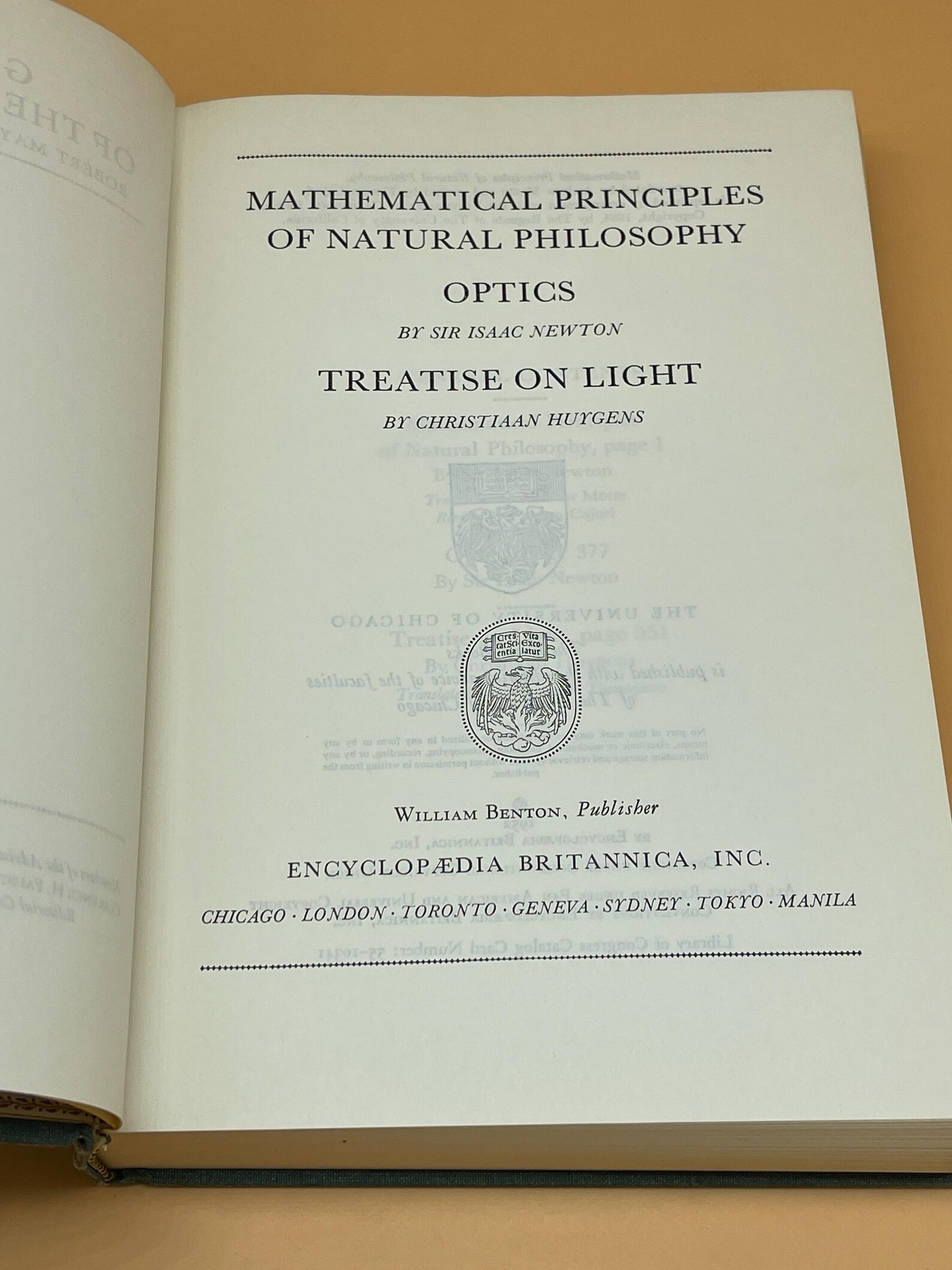 Newton Huygens Mathematical Principles Newton & Treatise on Light ...