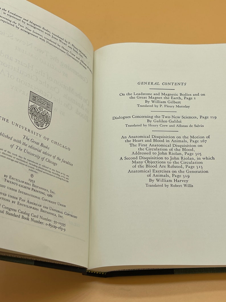 Science Math Books Gilbert, Galileo, Harvey From Britannica Greatest ...
