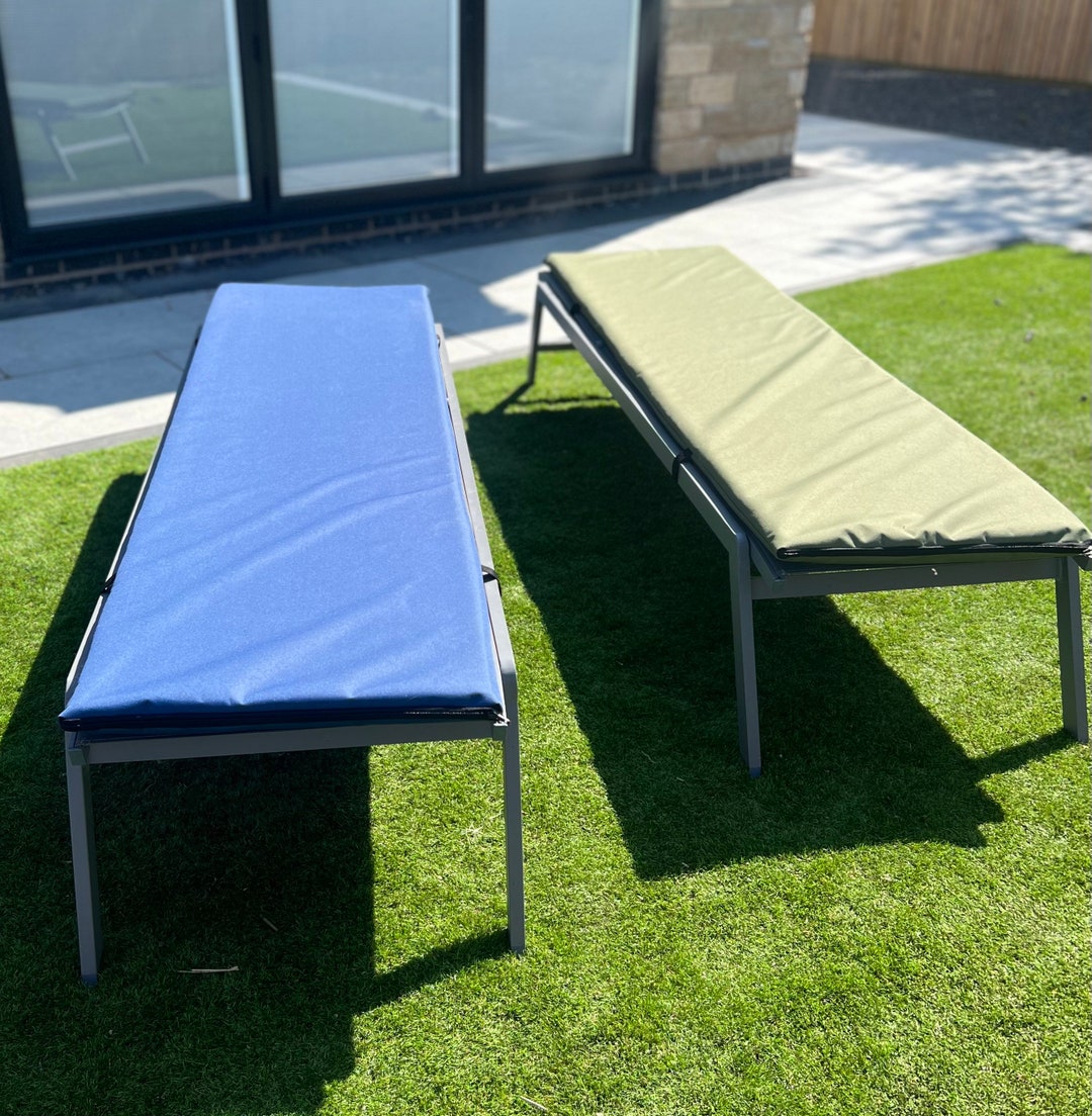 Sun Lounger Cushion Pad 72"x 20" 1.5" Thick Waterproof Fabric Over 9 ...