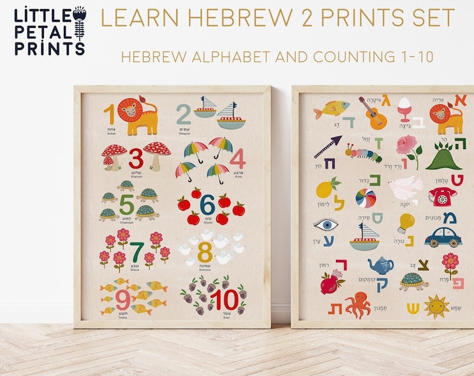 Hebrew Alphabet Poster | Colorful Alef Bet Poster | Hebrew Letters ...