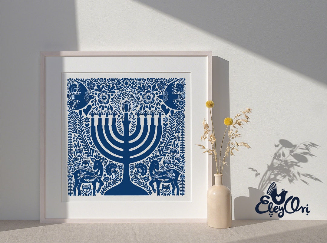 Hanukkah Menorah Art Print, Hanukkah Gift, Jewish Holiday, Hanukkah ...