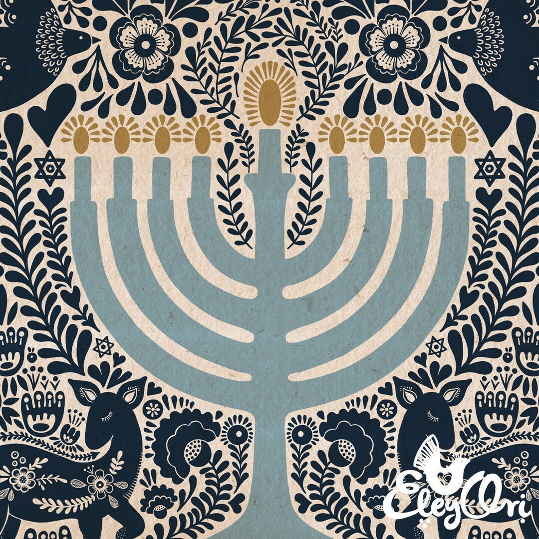 Hanukkah Menorah Art Print, Hanukkah Gift, Jewish Holiday, Hanukkah ...