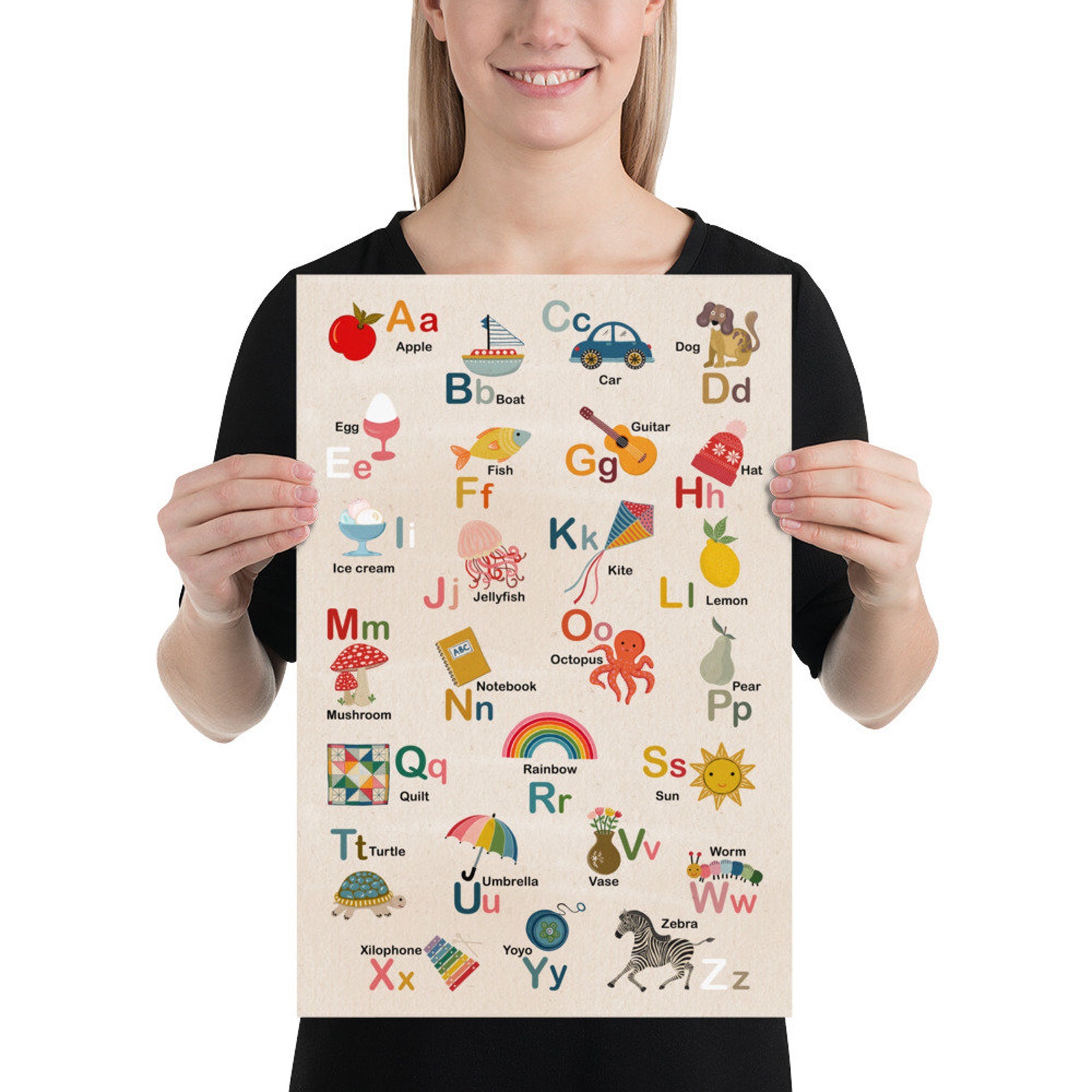 Vintage Style Alphabet Poster, ABC Wall Art, Kids Room Decor, Vintage ...