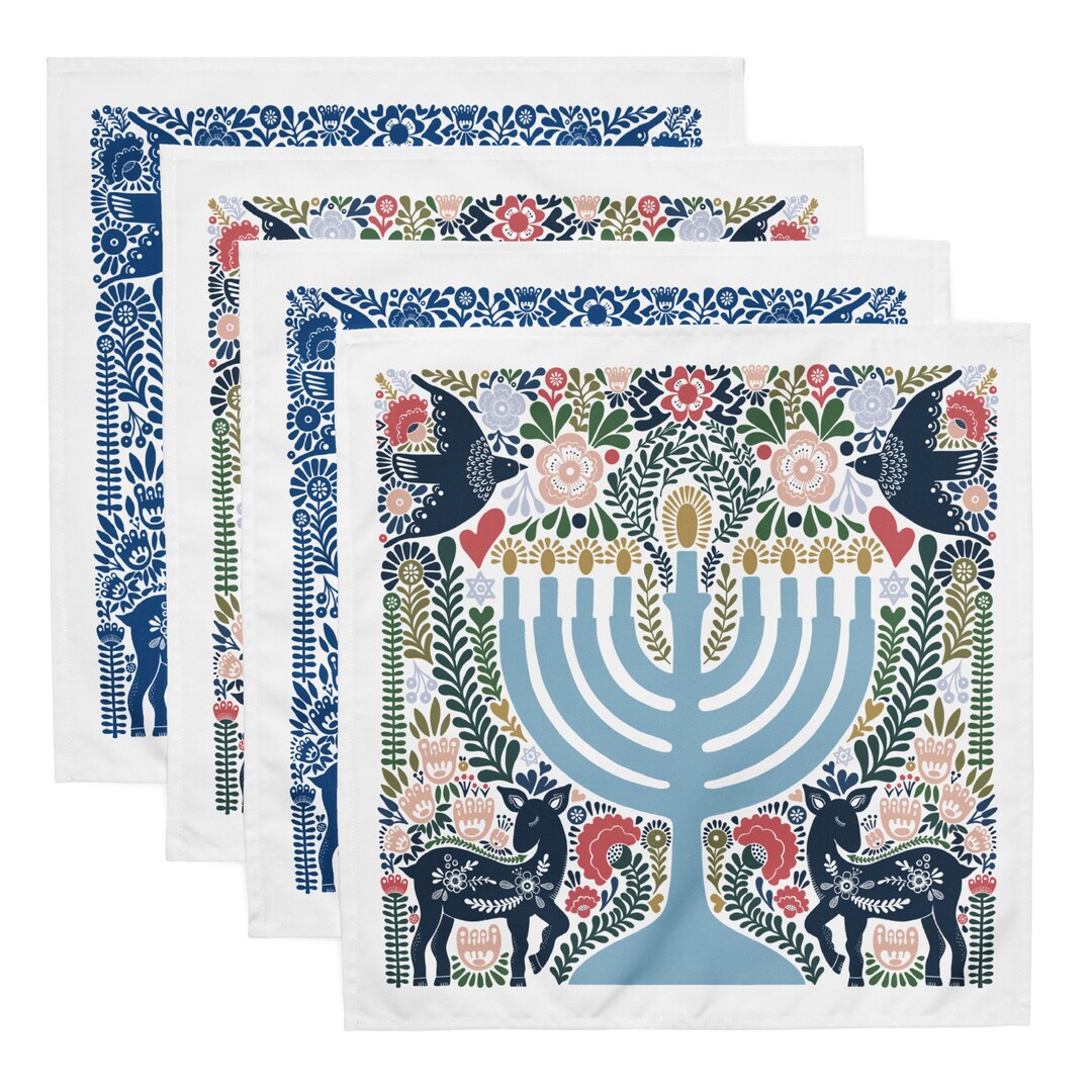 Modern Hanukkah Table Decor. Cloth Napkin Set - Etsy