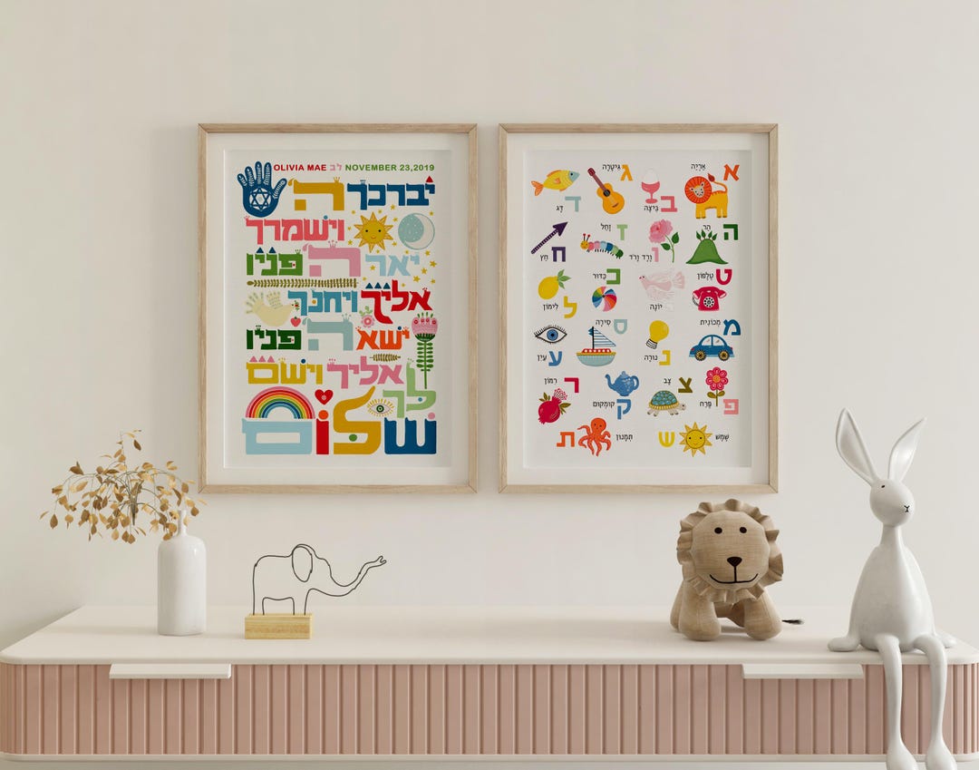 2 Posters Special Offer, Personalized Hebrew Name Blessing for Children ...