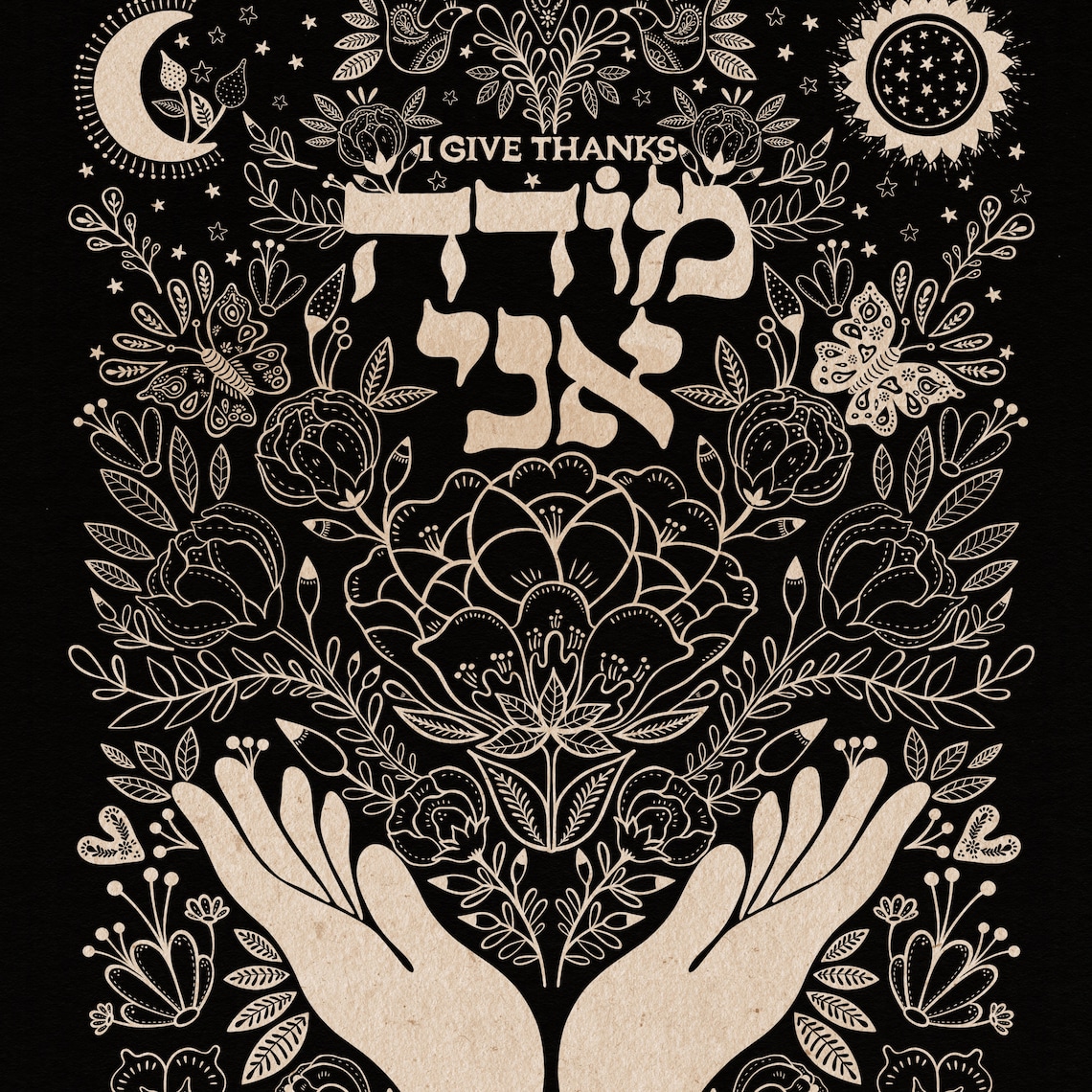 Modeh Ani Jewish Prayer - I Give Thanks - Spiritual Gift - Bedroom Wall ...