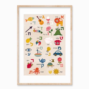 Hebrew Alef Bet Alphabet and Counting Numbers Set of 2 Matching Prints ...