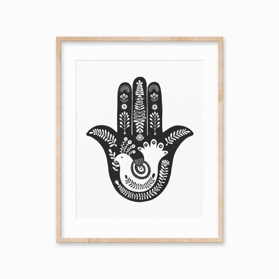 Protection Hamsa Hand Wall Art Print Spiritual Gift Evil | Etsy