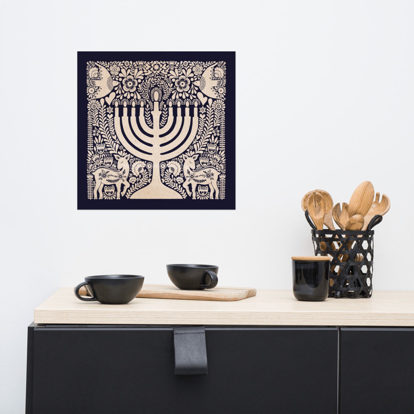 Hanukkah Menorah Art Print, Hanukkah Gift, Jewish Holiday, Hanukkah ...
