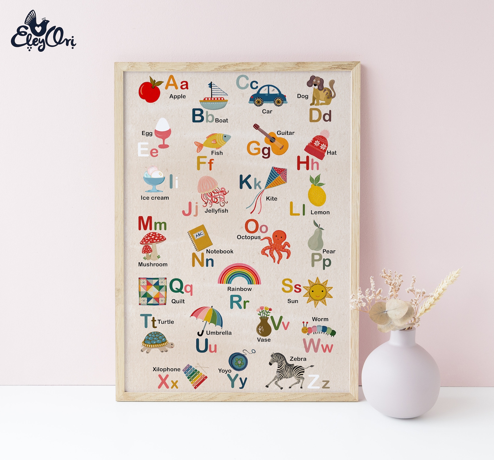 Vintage Style Alphabet Poster, ABC Wall Art, Kids Room Decor, Vintage ...