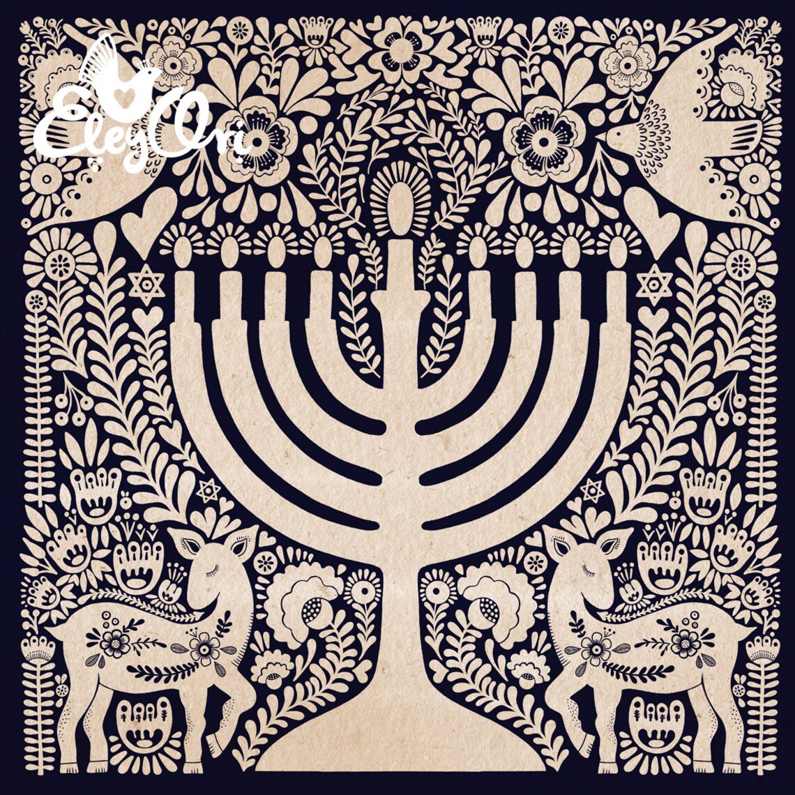 Hanukkah Menorah Art Print, Hanukkah Gift, Jewish Holiday, Hanukkah ...
