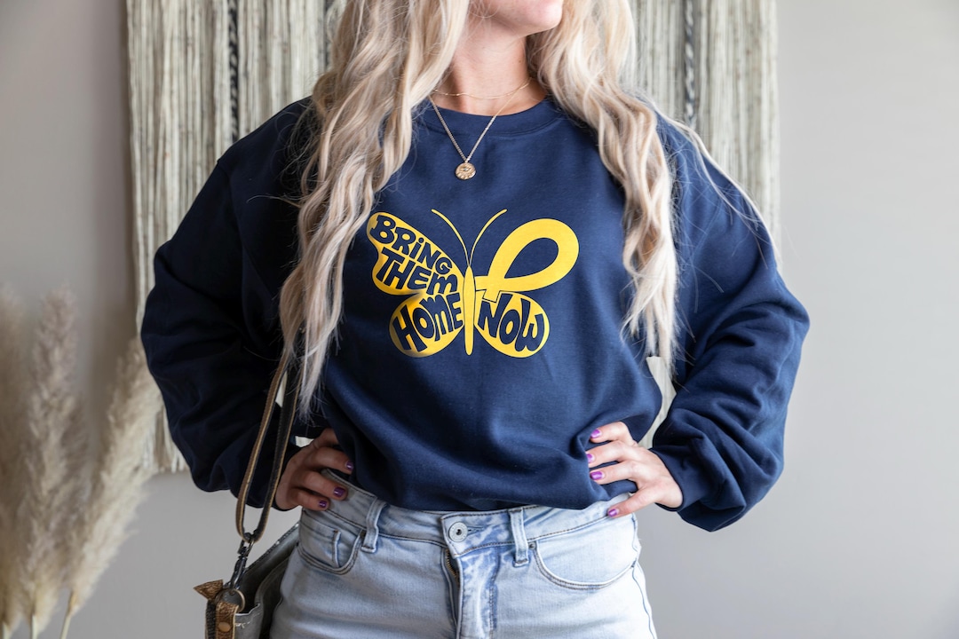 Bring Them Back Home Yellow Butterfly Unisex Sweatshirt, Support Israel ...