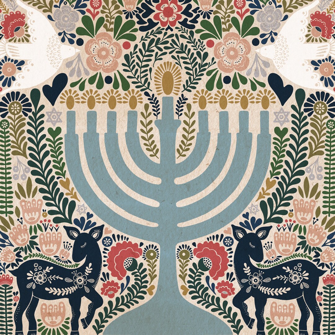 Hanukkah Menorah Art Print, Hanukkah Gift, Jewish Holiday, Hanukkah ...
