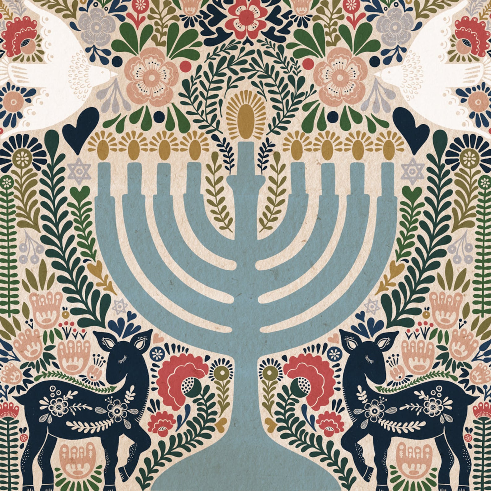 Hanukkah Menorah Art Print, Hanukkah Gift, Jewish Holiday, Hanukkah ...