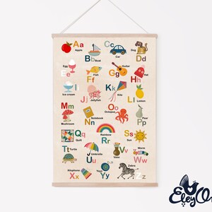 ABC Alphabet Numbers Set of 2 Prints Vintage Style Original Art Poster ...