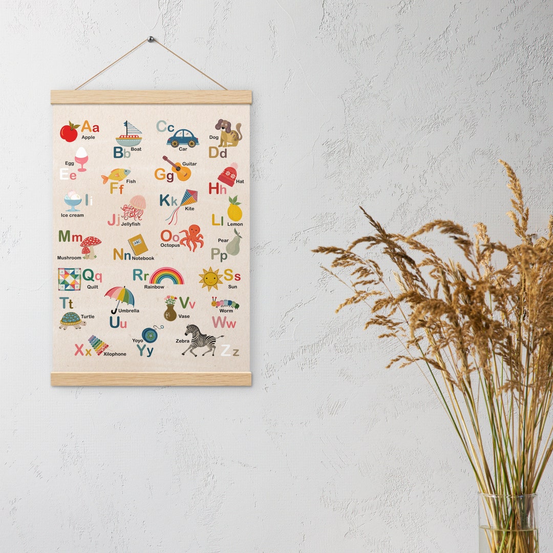 English Alphabet Poster With Hangers Vintage Style Original ...