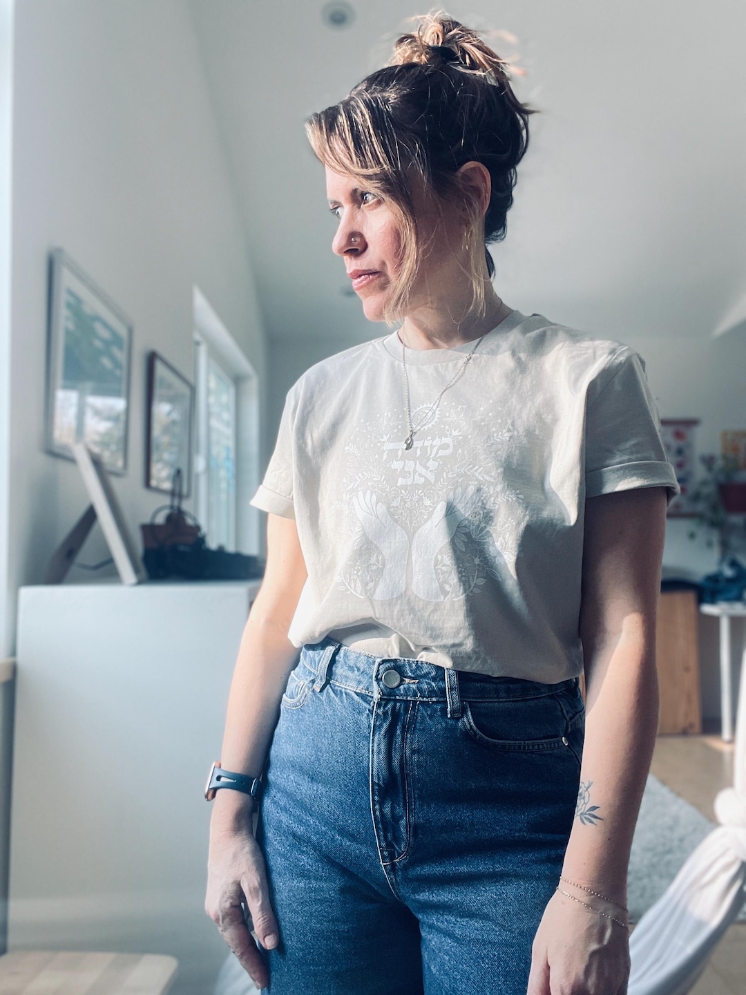 Mode Ani Women's Hebrew Graphic Art Relaxed T-shirt - Etsy