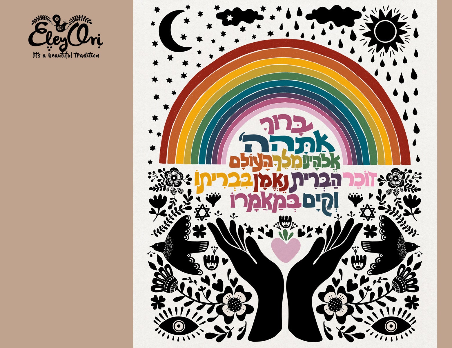 Rainbow Blessing God's Promise Prayer, Jewish Blessing for the Home ...