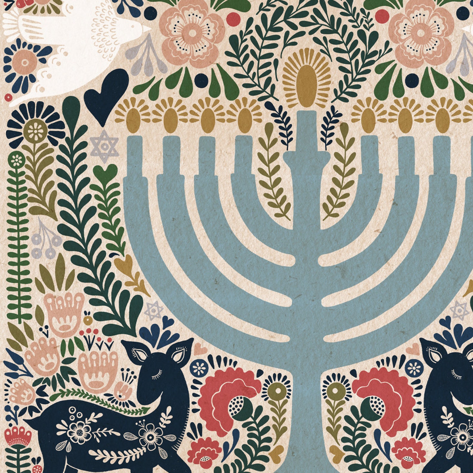 Hanukkah Menorah Art Print, Hanukkah Gift, Jewish Holiday, Hanukkah ...