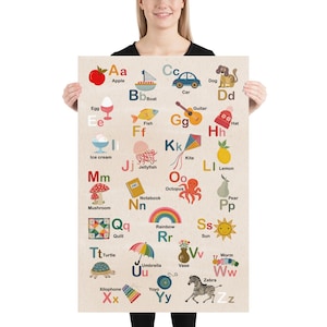 Alphabet Poster, Vintage Style ABC Print, English Educational Alphabet ...