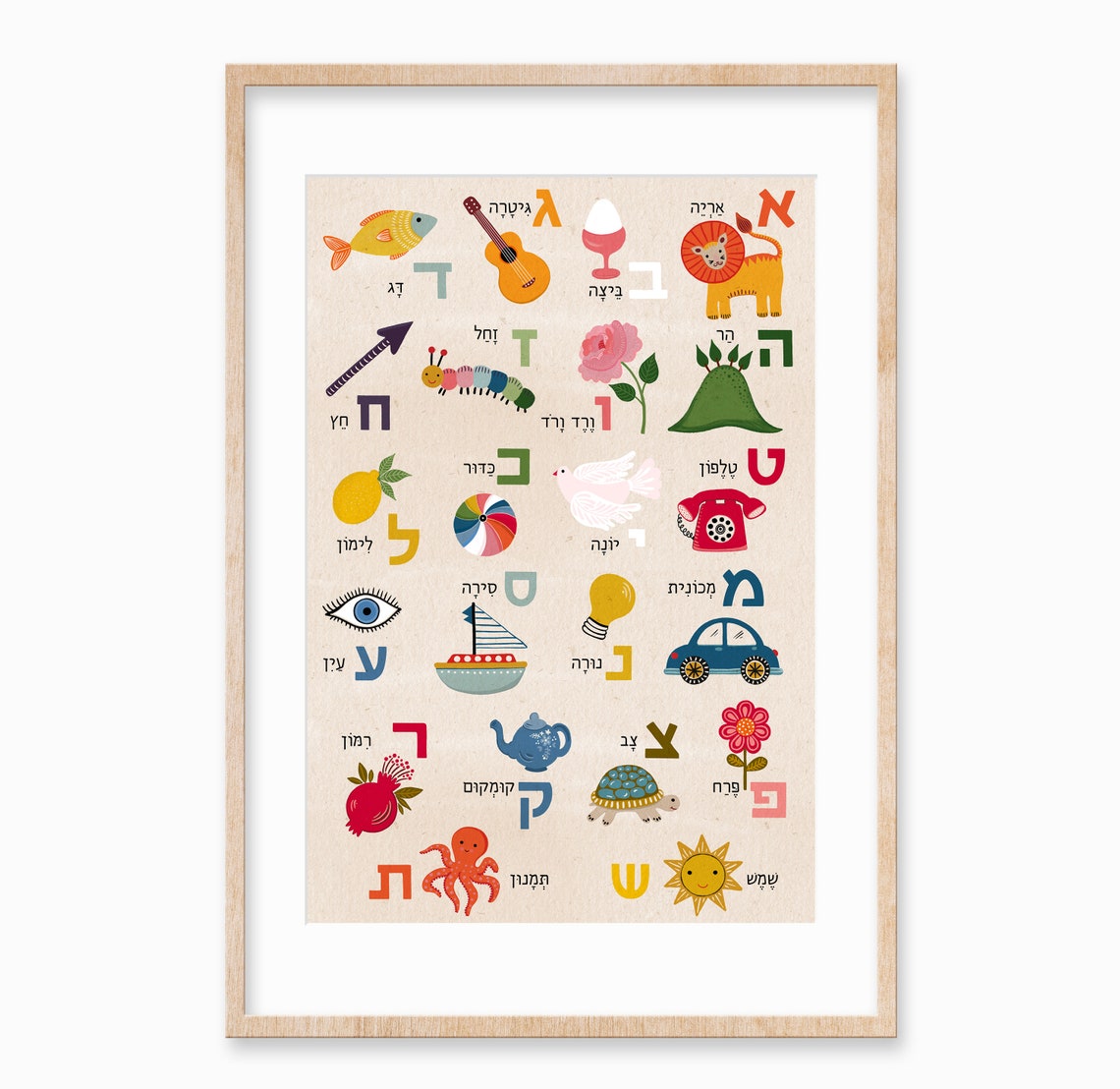 Hebrew Alphabet Poster Alef Bet Poster Hebrew Letters | Etsy