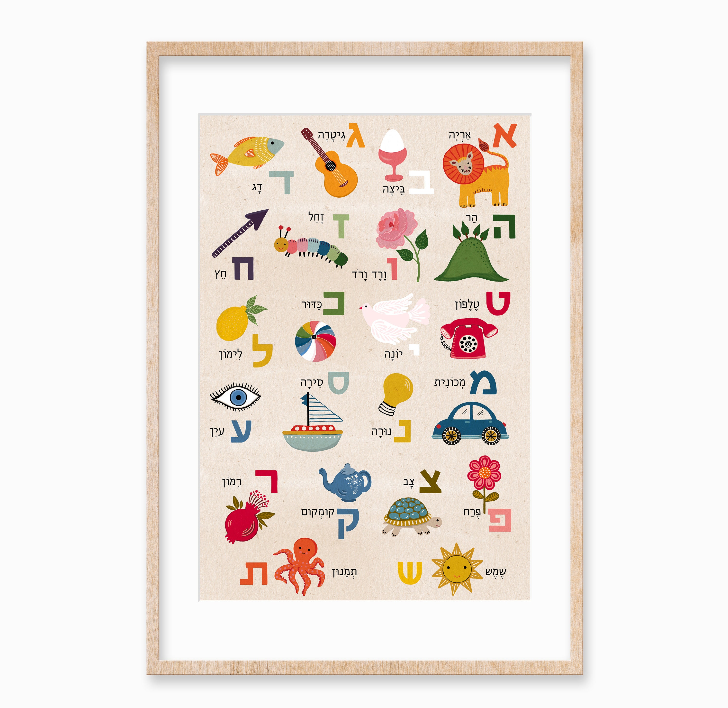 Hebrew Alphabet Poster For Kids
