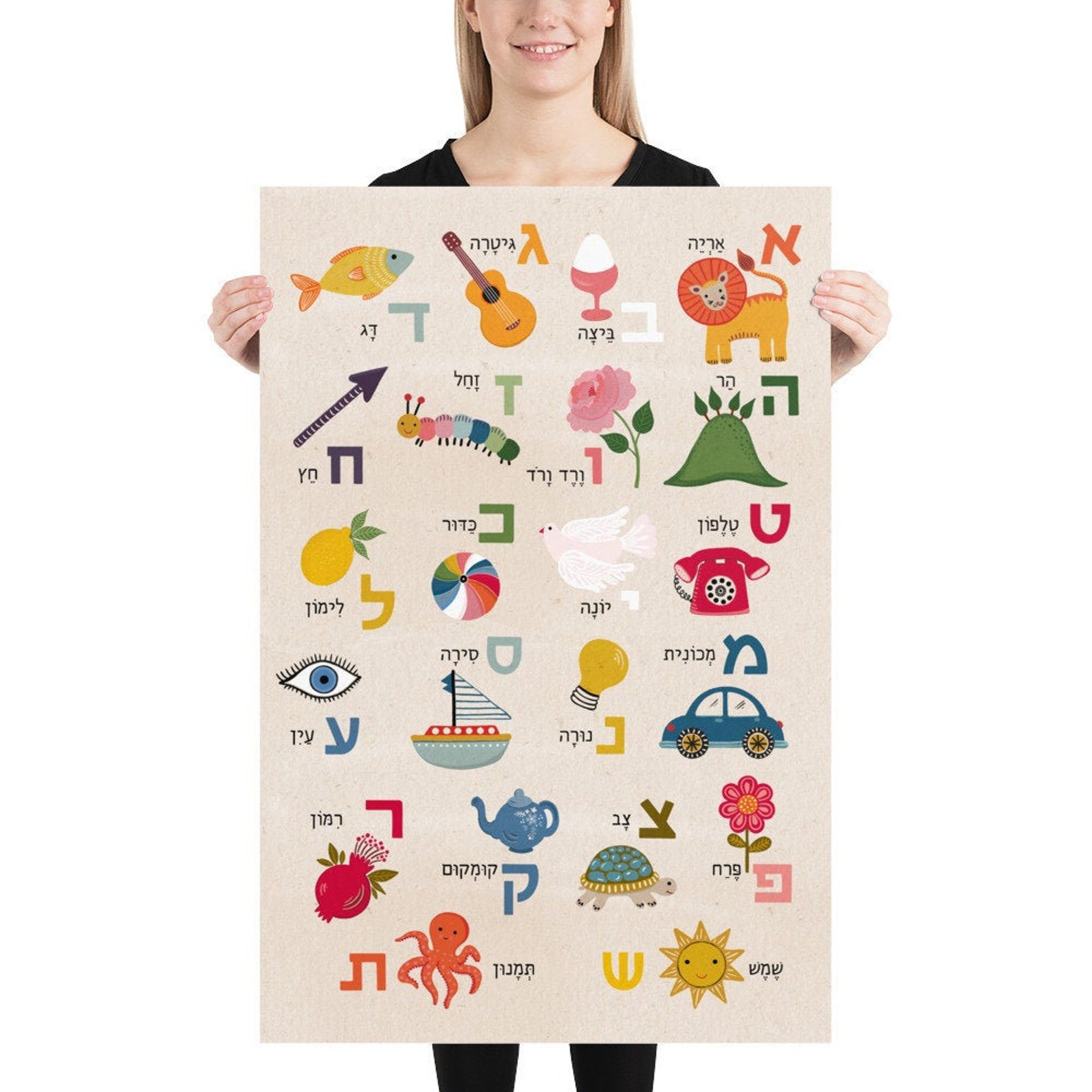 Hebrew Alphabet Poster Alef Bet Poster Hebrew Letters - Etsy