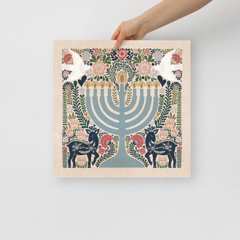 Hanukkah Menorah Art Print, Hanukkah Gift, Jewish Holiday, Hanukkah ...