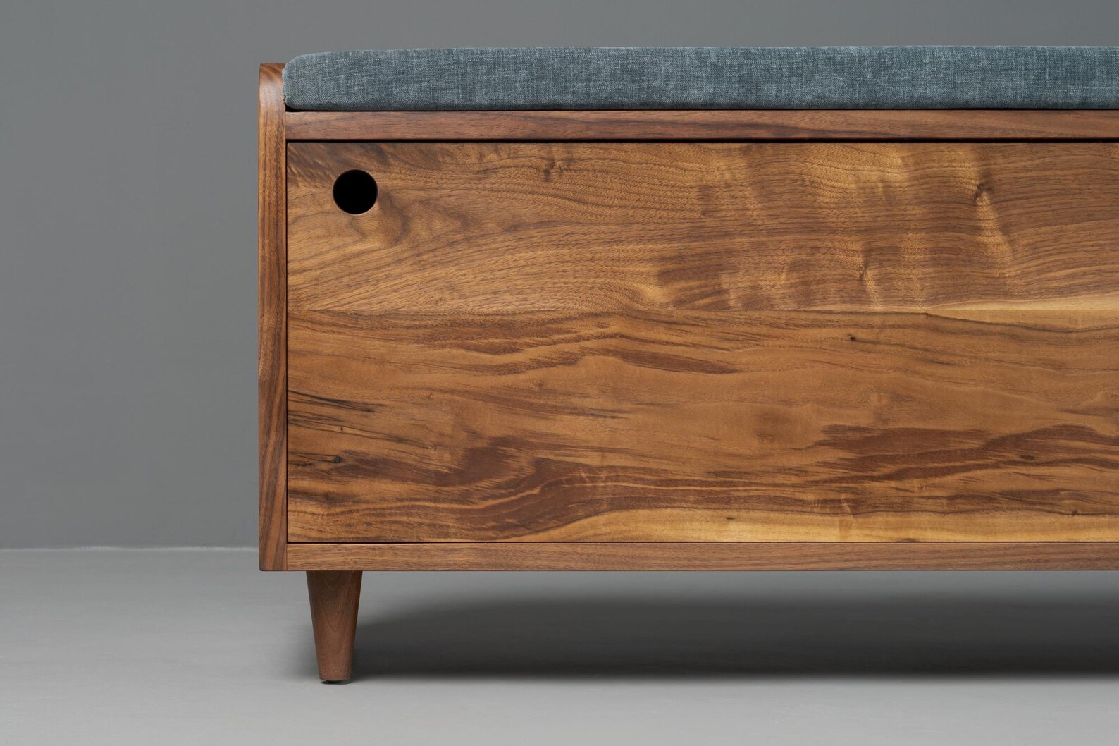 Midcentury Entryway Bench From Solid Hardwood With Storage Shelving and ...