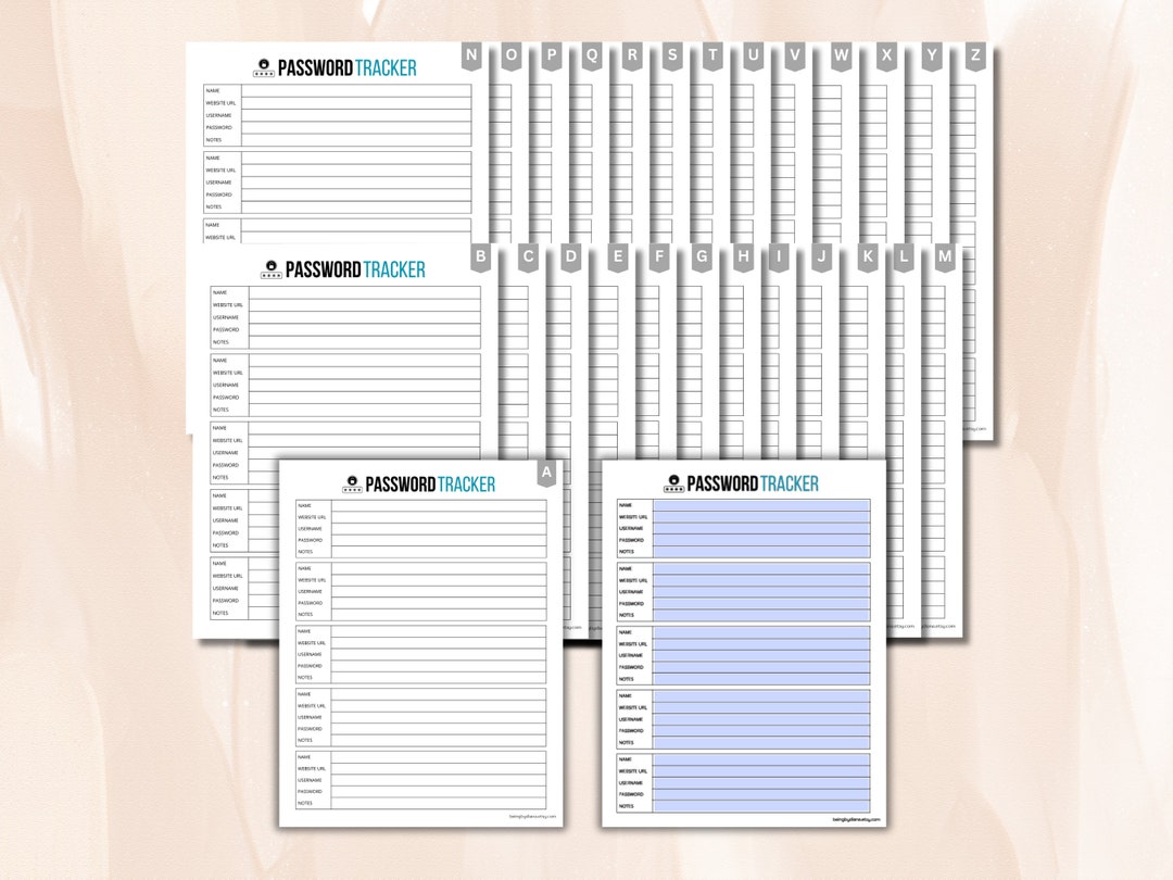 Password Tracker, Tracker, Digital Download, Instant Download, Download ...