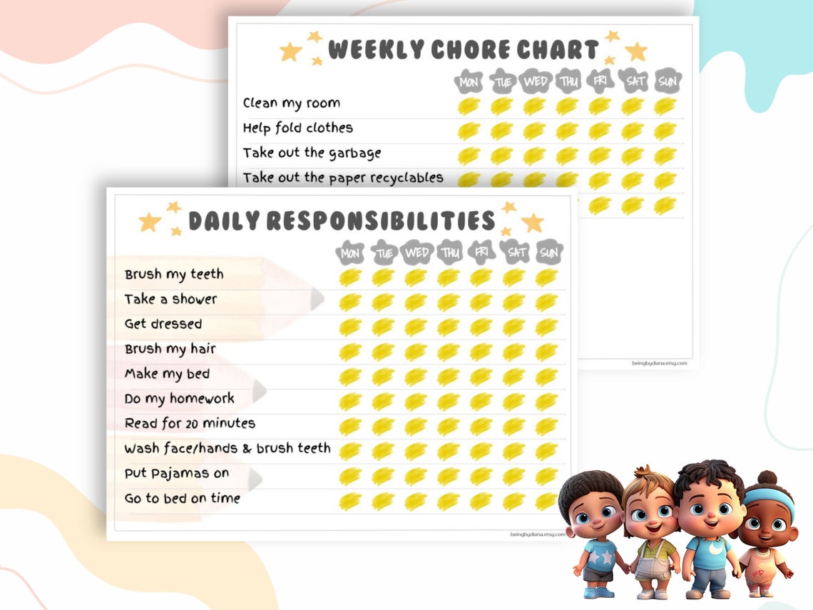 Chore Chart, Chore Chart Printable, Chores Chart, Responsibility Chart ...