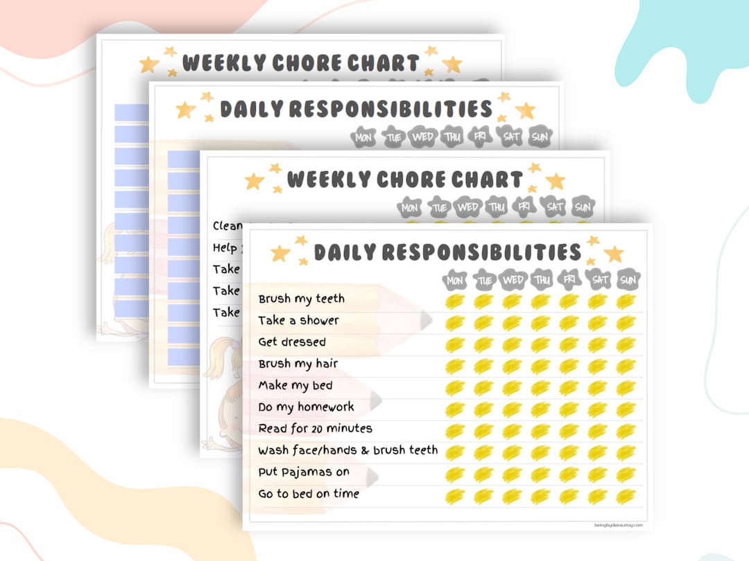 Chore Chart, Chore Chart Printable, Chores Chart, Responsibility Chart ...