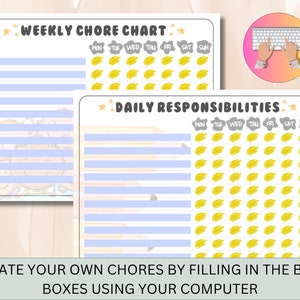 Chore Chart, Chore Chart Printable, Chores Chart, Responsibility Chart ...