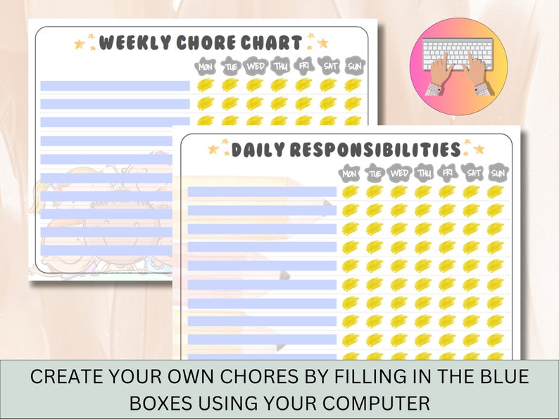 Chore Chart, Chore Chart Printable, Chores Chart, Responsibility Chart ...