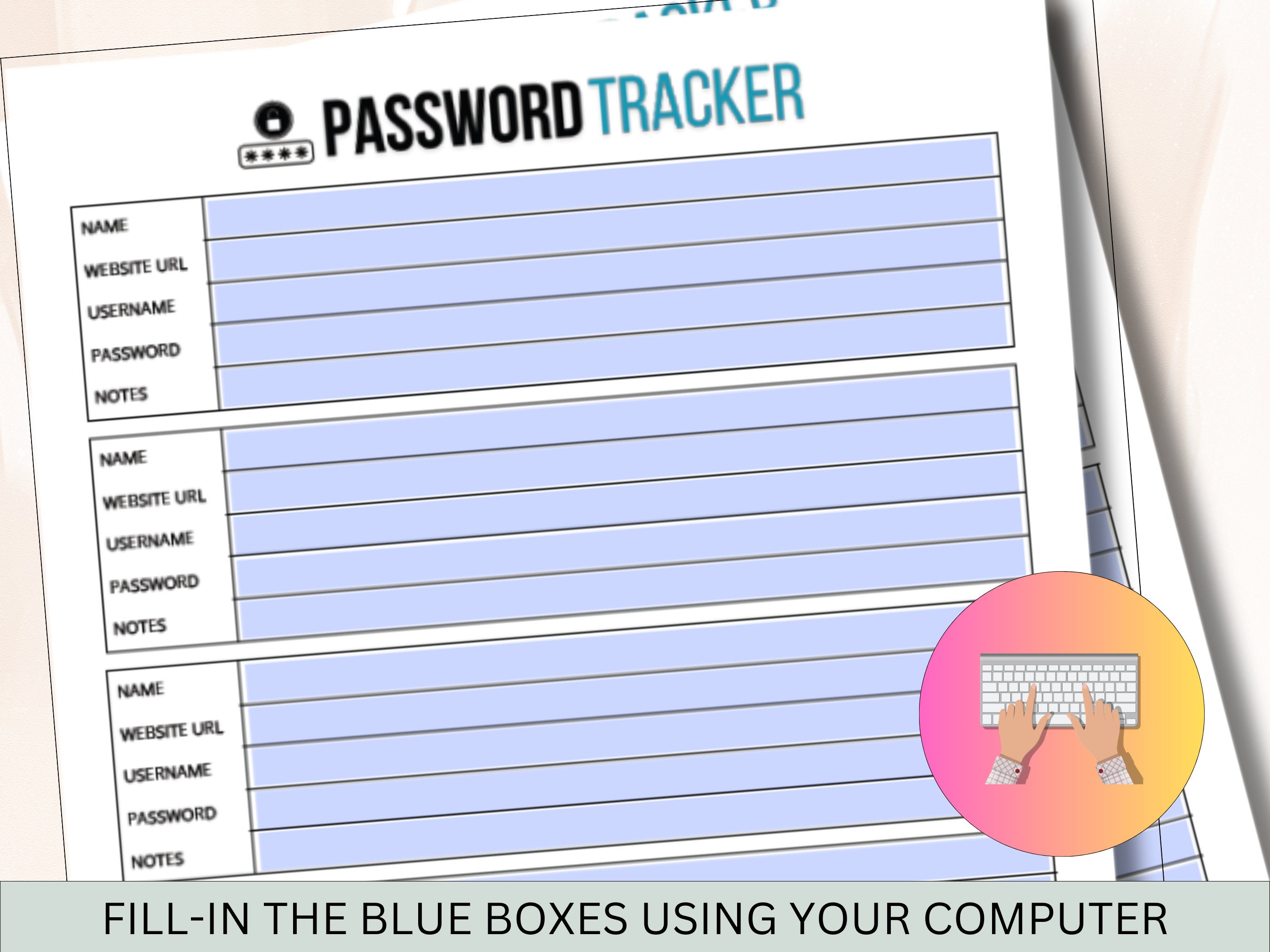 Password Tracker, Tracker, Digital Download, Instant Download, Download ...