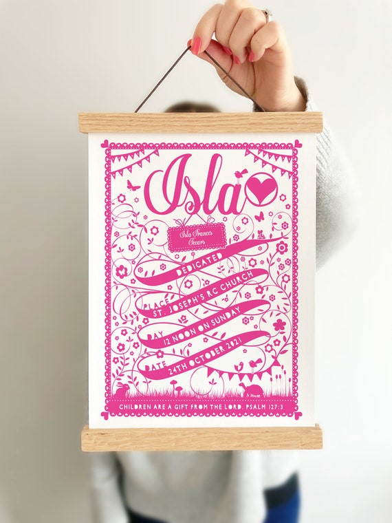 Personalised Ribbon Christening Baptism Dedication Naming First Communion Gift Nursery Decor Art Print Etsy UK