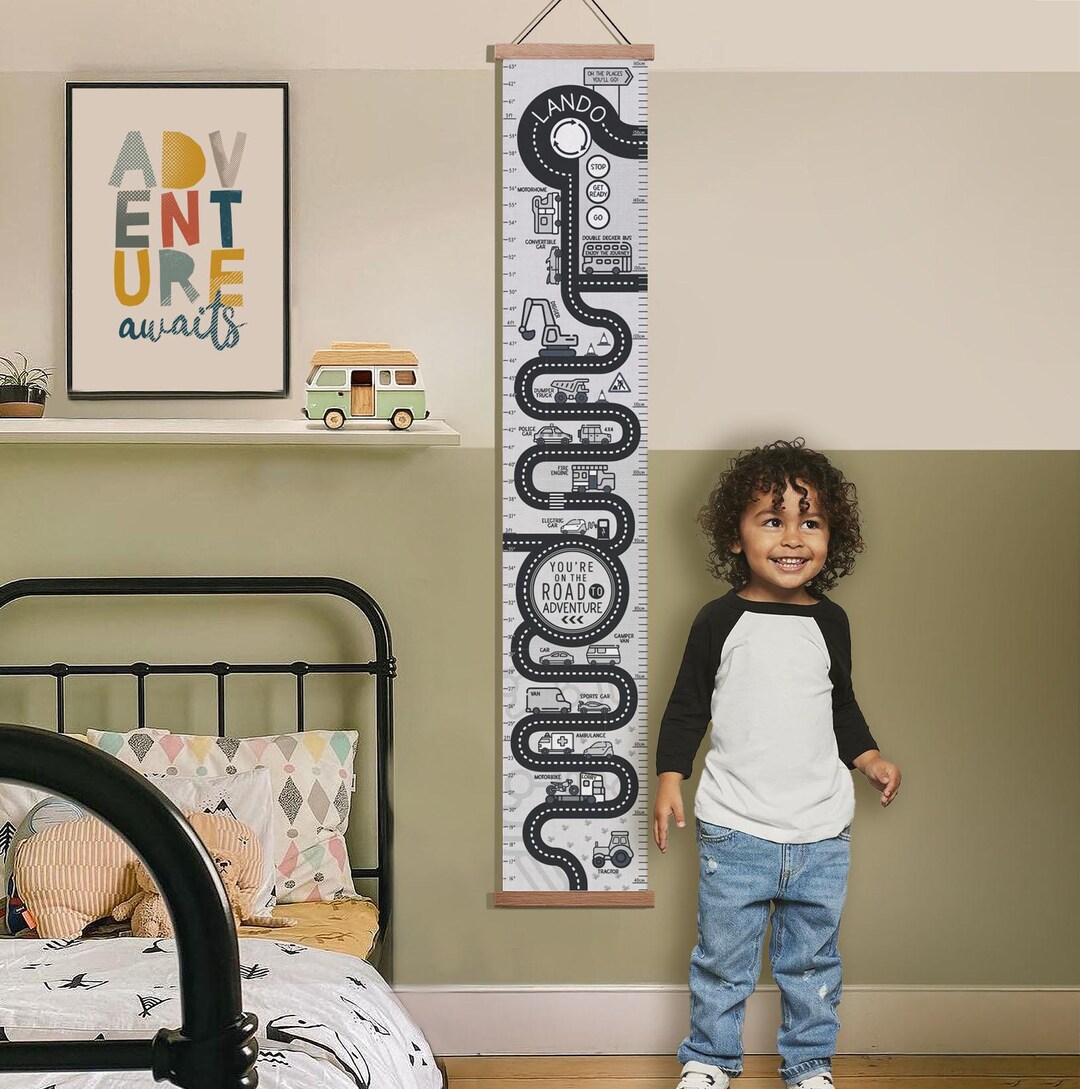 Personalised Transport Car Vehicle Road Map Canvas Height Chart, Kid's ...