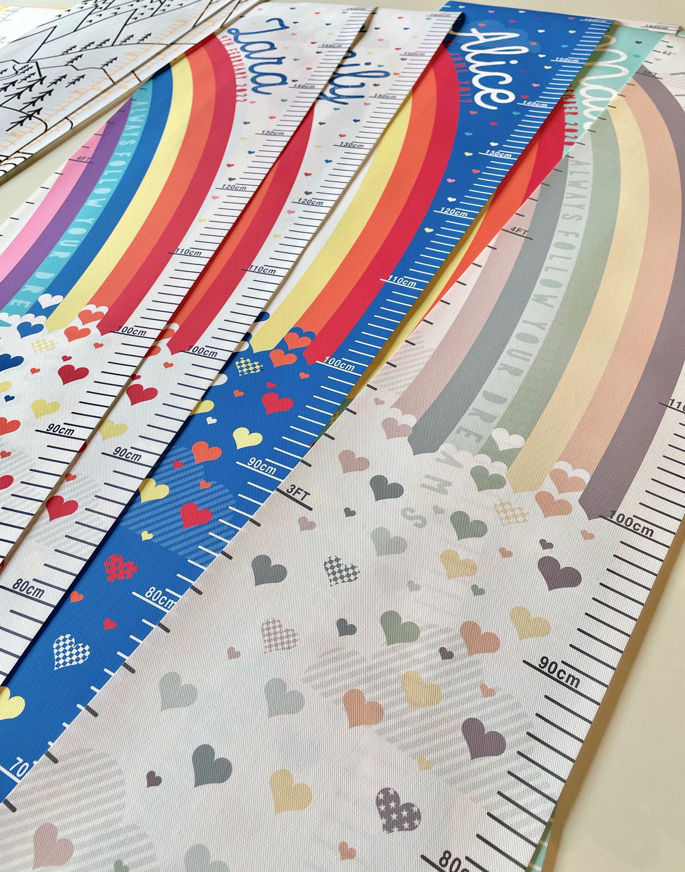 Personalised Pastel or Bright Rainbow Canvas Height Chart - Etsy UK