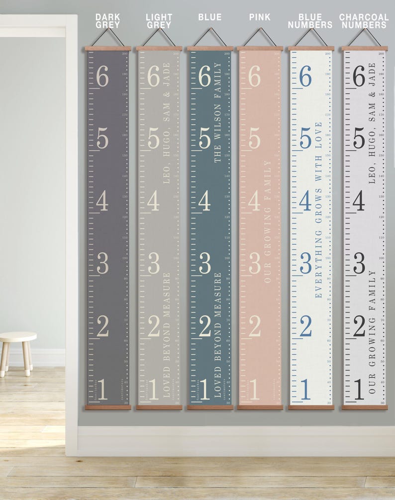 Personalised 6ft Family Ruler Canvas Height Chart- Kid's Growth Chart ...