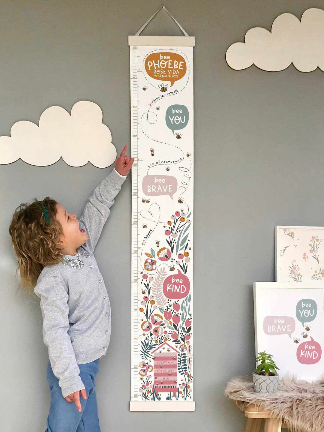 Personalised Bee You Flower Height Chart Positive Affirmation - Etsy