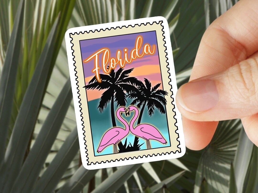 Florida Stamp FL Sticker for Journal, Water Bottle, Phone, Laptop - Etsy